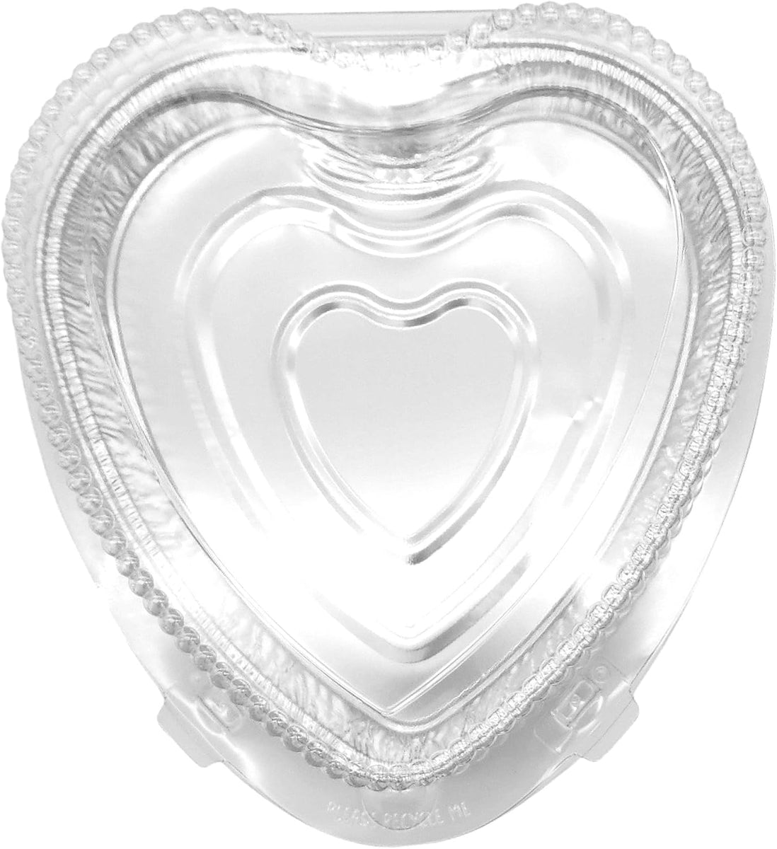 Red Aluminum Foil Heart Cake Pan With Clear Plastic Hinged Lid Contain ...